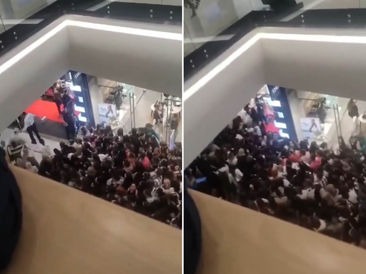 Haos ispred Sephora prodavnice u Tržnom centru Promenada u Novom Sadu ...