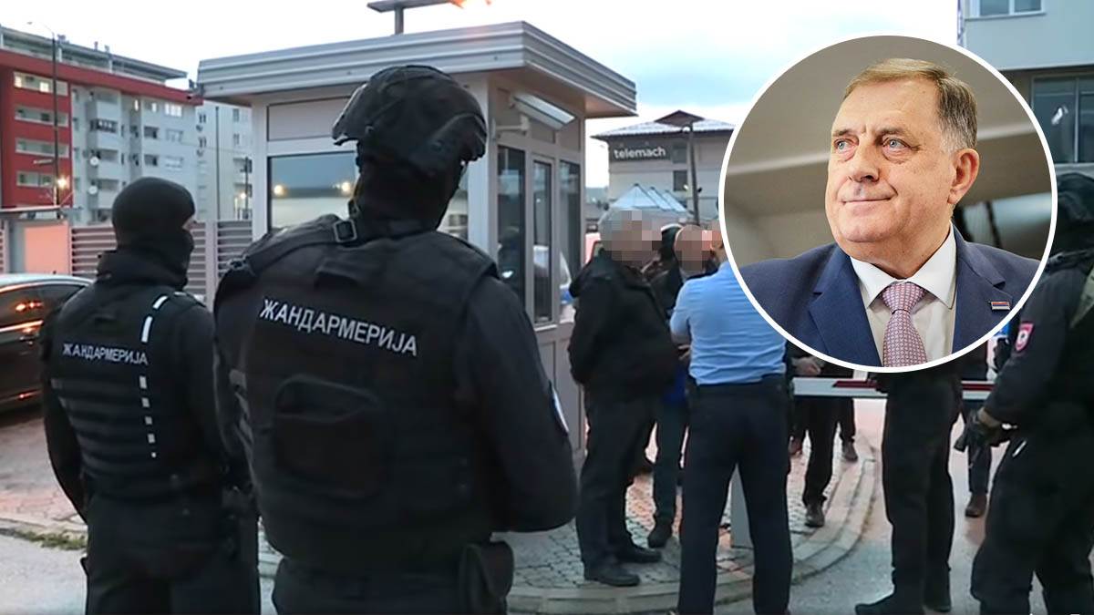 Žandarmerija sa dugim cevima ispred zgrade u kojoj je Milorad Dodik: Prvi snimak iz Istočnog ...