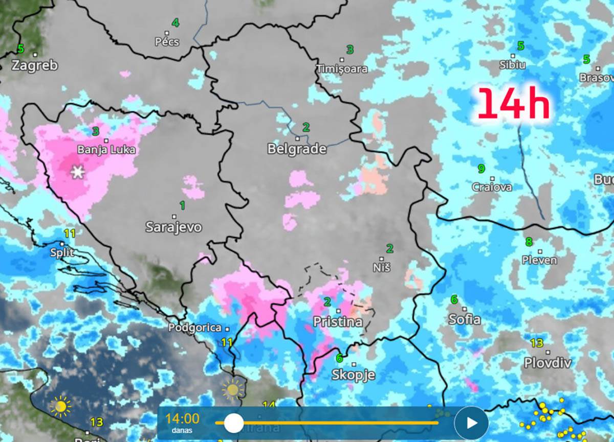 Radarski snimci pokazuju koji delovi Srbije su na udaru padavina danas ...