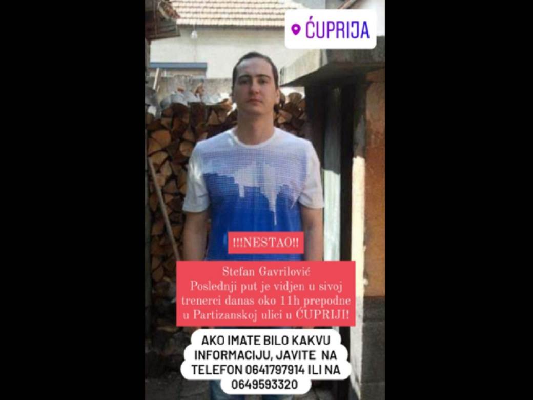 stefan gavrilovic cuprija nestali nestao potraga informacije | Mondo
